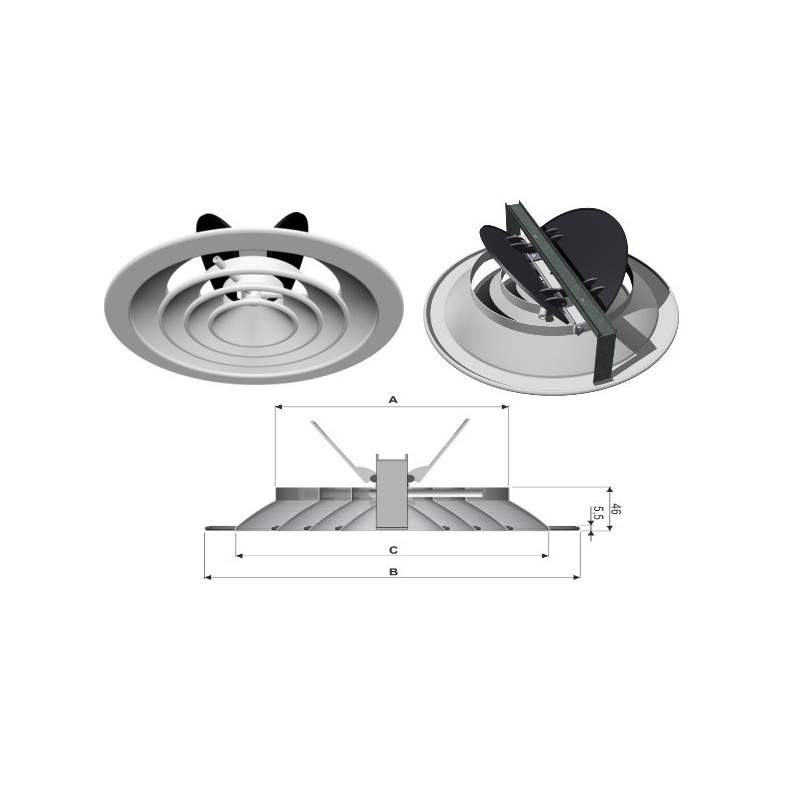 Difusor Aire con Registro 315mm